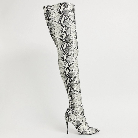 Steve Madden | Shoes | Faux Snakeskin Thigh High Boots | Poshmark
